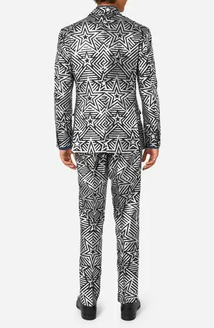 Opposuits Silver Geo Star Slim Fit Two-piece Suit & Tie Set