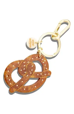SOLAR ECLIPSE Hand-painted Pretzel Bag Charm & Keychain - Brown