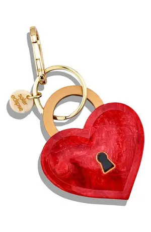 SOLAR ECLIPSE Padlock Heart Key Chain - Red