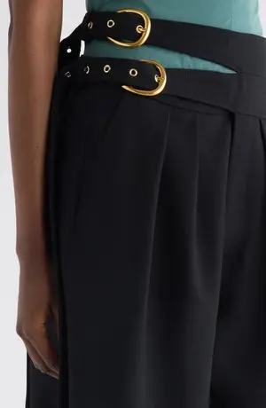 Chloé Buckle High Waist Wool Shorts