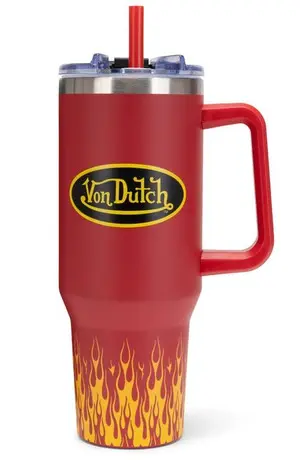 VON DUTCH 40oz Double Walled Insulated Stainless Steel Tumbler - Red City Of Angels