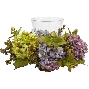 NEARLY NATURAL Hydrangea Candelabrum Artificial Arrangement - Mixed