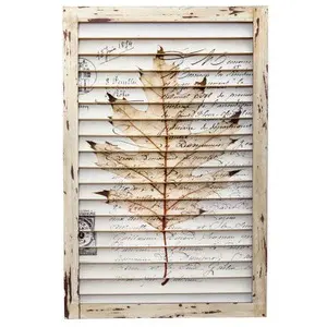NEARLY NATURAL Maple Leaf Window Shutter Wall Décor - Cream