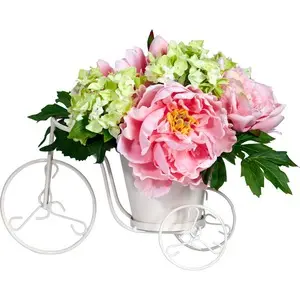 NEARLY NATURAL Peony & Hydrangea Tricycle Artificial Flower Arrangement - Pink/green