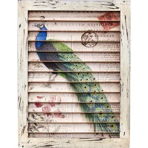 NEARLY NATURAL Peacock Window Shutter Wall Décor