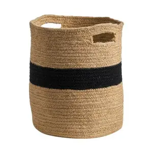 NEARLY NATURAL 13.5-in Handmade Natural Cotton Basket Planter - Beige
