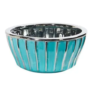 NEARLY NATURAL 7.25-in Teal Vase With Silver Burnishing - Blue