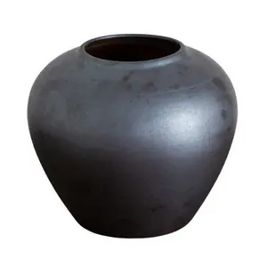 NEARLY NATURAL 7-in Round Urn Vase - Black