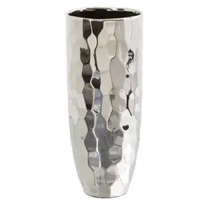 NEARLY NATURAL 13-in Designer Silver Cylinder Vase - White