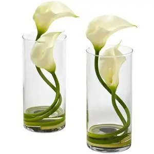 NEARLY NATURAL Double Calla Lily With Cylinder - Cream