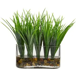 NEARLY NATURAL Vanilla Grass Artificial Plant In Oval Vase - Green