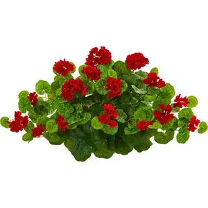 NEARLY NATURAL 24-in Geranium Artificial Ledge Plant - Red/green