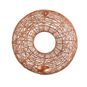 NEARLY NATURAL 11-in Wired Circle Wall Sconce Candle Holder - Copper