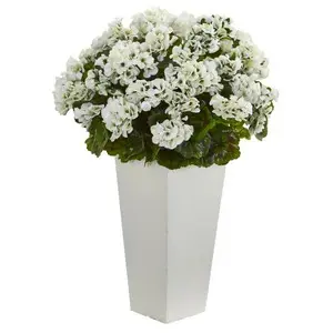 NEARLY NATURAL 27-in Geranium Artificial Plant - White