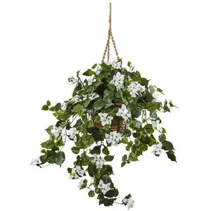 NEARLY NATURAL Bougainvillea Hanging Basket - White