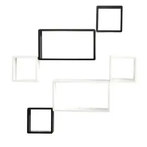 NEARLY NATURAL 15-in Modern Wall Art Décor Floating Shelves - Black/white