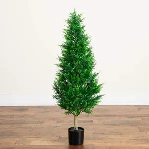 NEARLY NATURAL 4-ft Uv Resistant Artificial Cypress Tower Tree