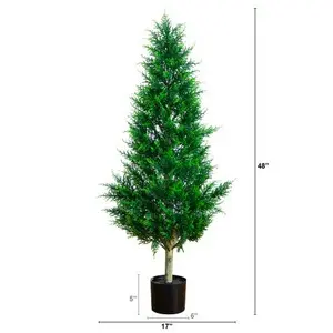 NEARLY NATURAL 4-ft Uv Resistant Artificial Cypress Tower Tree