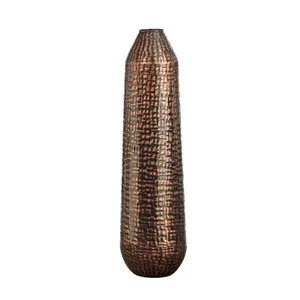 NEARLY NATURAL 26-in Tall Embossed Metal Tower Vase - Gold