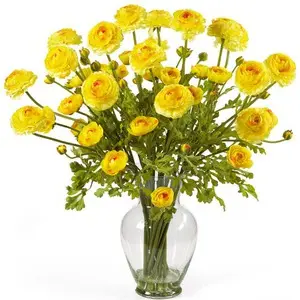 NEARLY NATURAL Ranunculus Liquid Illusion Artificial Flower Arrangement - Yellow