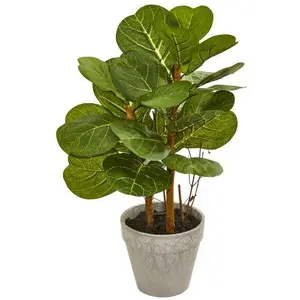 NEARLY NATURAL 22-in Fiddle Leaf Artificial Plant - Green