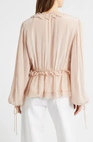 Mango Glicine Lace Trim Top