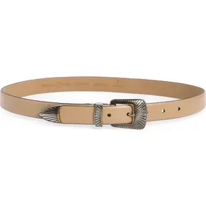 Treasure & Bond Lainey Western Buckle Leather Belt - Tan- Silver