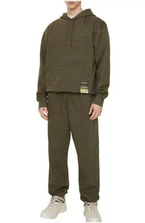 Burberry Landscape Label Cotton Jogging Pants - Thorn Green Melange