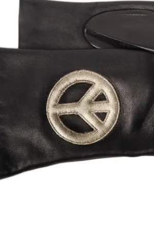 Portolano Leather Gloves With Metallic Peace Sign