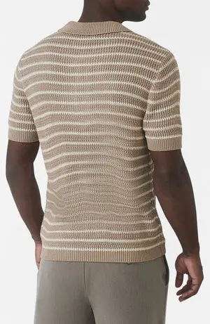 MAUVAIS Fontelina Button Placket Knit Stripe Polo