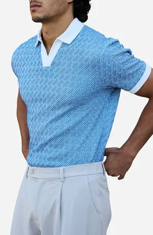 MAUVAIS Calvi Swirl Geo Jacquard Slim Polo