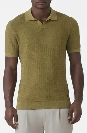 MAUVAIS Nerano Slim Knit Polo - Medium Green