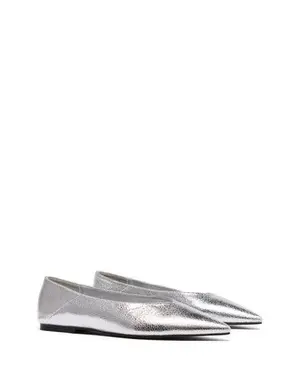 THERAPY AUSTRALIA Clara Pointed Toe Flats - Silver Cracked Metallic Pu