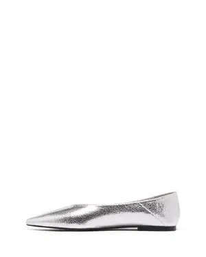THERAPY AUSTRALIA Clara Pointed Toe Flats - Silver Cracked Metallic Pu
