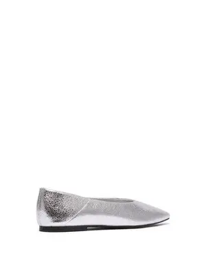 THERAPY AUSTRALIA Clara Pointed Toe Flats - Silver Cracked Metallic Pu