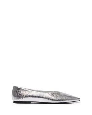 THERAPY AUSTRALIA Clara Pointed Toe Flats - Silver Cracked Metallic Pu