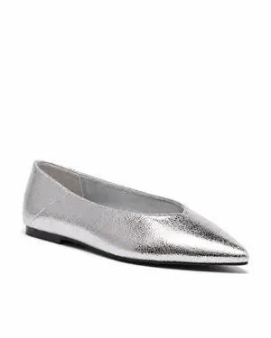 THERAPY AUSTRALIA Clara Pointed Toe Flats - Silver Cracked Metallic Pu
