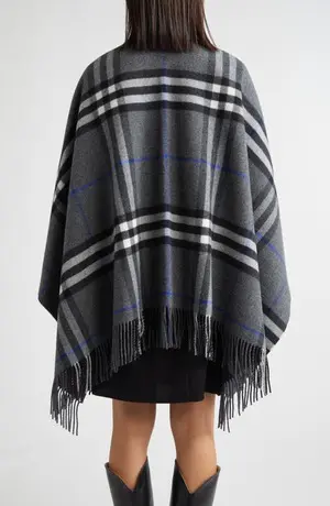 Burberry Check Double Face Cashmere & Wool Cape