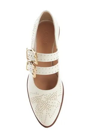 Chloé Susan Studded Mary Jane Pumps - Eggshell