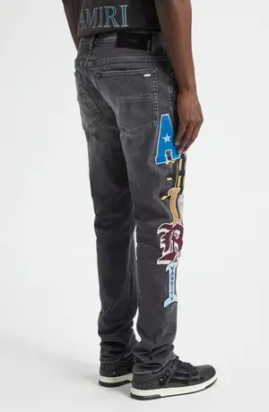 Amiri Varsity Patch Rip & Repair Skinny Jeans