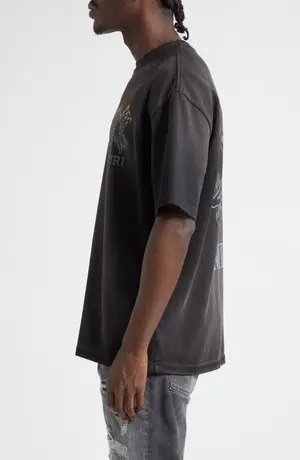 Amiri Ma Quad Flames Oversize Cotton Graphic T-shirt