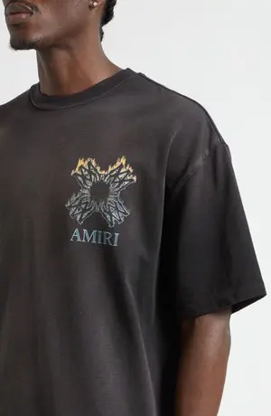 Amiri Ma Quad Flames Oversize Cotton Graphic T-shirt