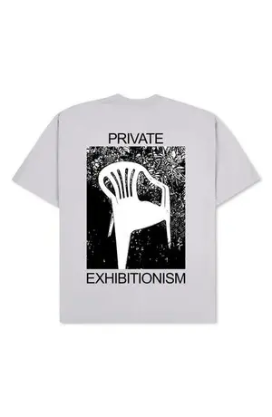 PLEASURES Exhibtion Graphic Print Cotton T-shirt - Silver
