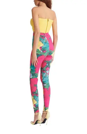 Balmain Jersey Leggings With Roses Print - Multicolor