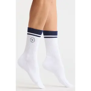 SPORTY & RICH Stripe Rib Socks - White/dark Navy