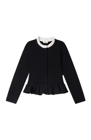 Sandro Peplum Cardigan With Detachable Collar