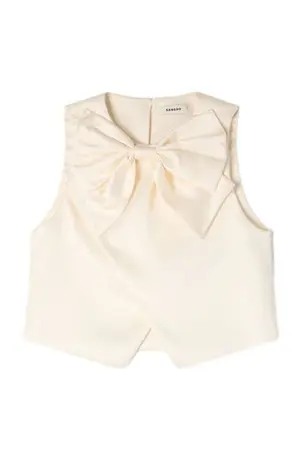 Sandro Satin Bow Crop Top
