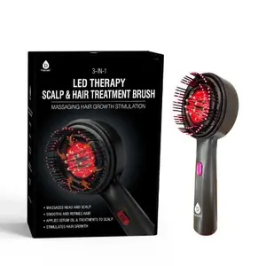 PURSONIC 3-in-1 Light Therapy Scalp & Hair Growth Brush Stimulate Growth, Boost Volume - Black