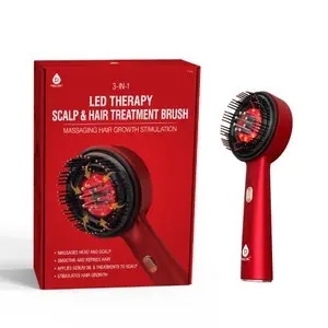 PURSONIC 3-in-1 Light Therapy Scalp & Hair Growth Brush Stimulate Growth, Boost Volume - Red