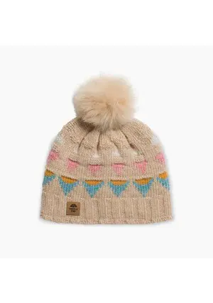 Turtle Fur Moonglade Patterned Lambswool Beanie - Oat